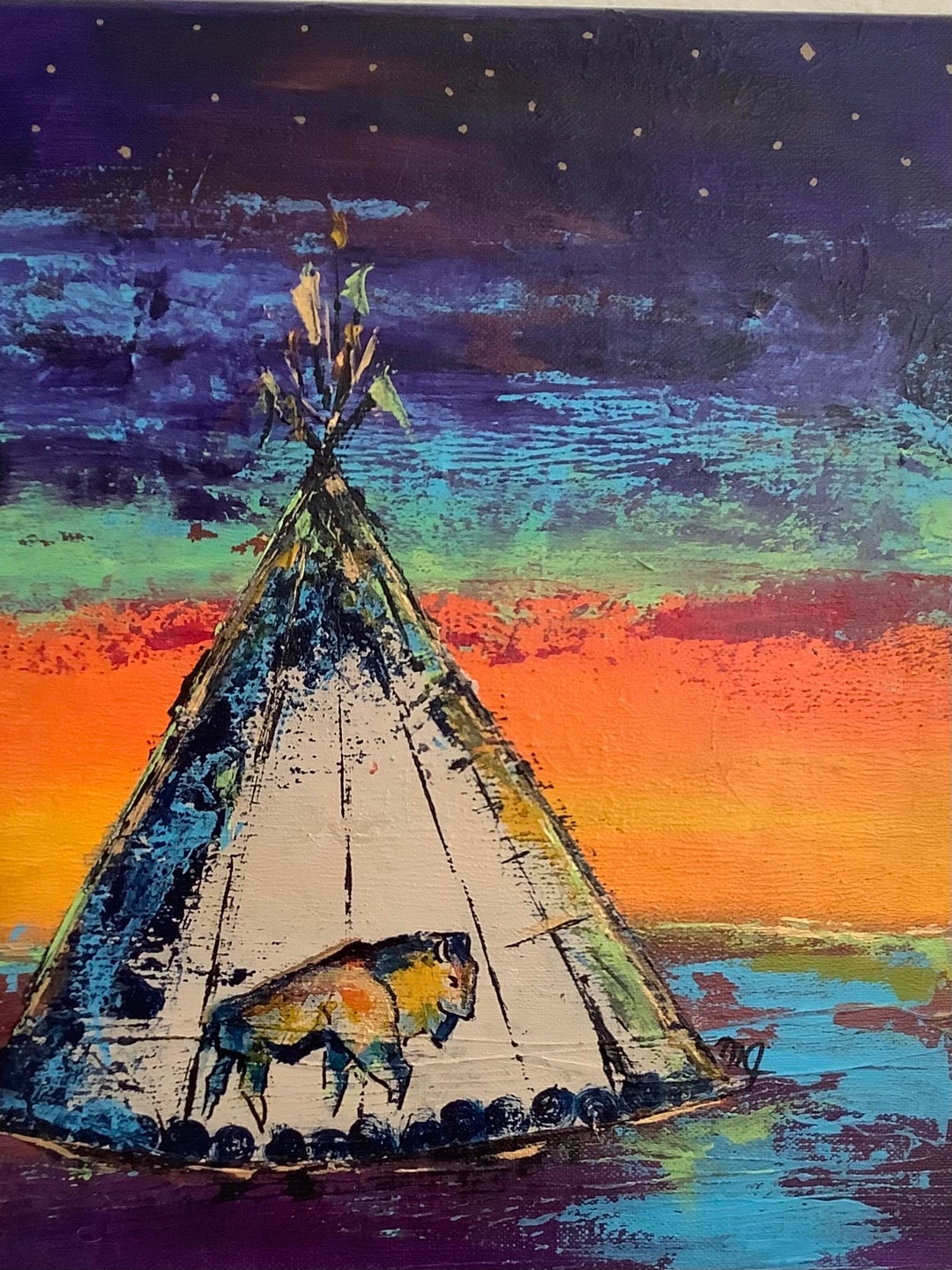 Tepee Original Wall Art Acrylic Abstract Colorful Contemporary ...