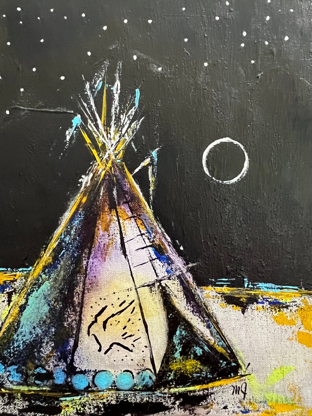 Tepee Original Wall Art Acrylic Abstract Contemporary Tipi Painting ...