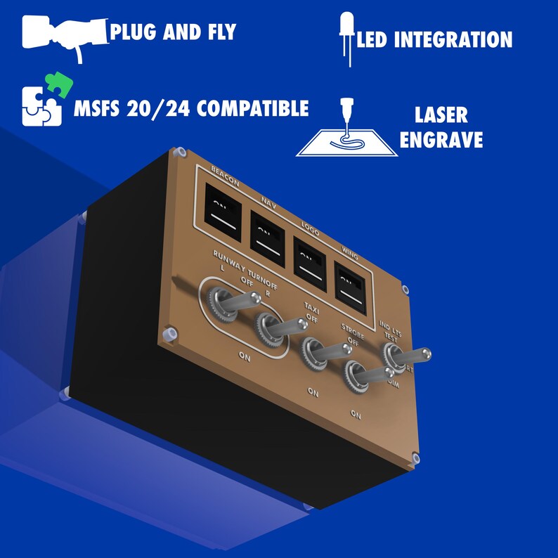 B777 Light Panel V2, Flight Simulator Hardware, Functional LED Buttons ...
