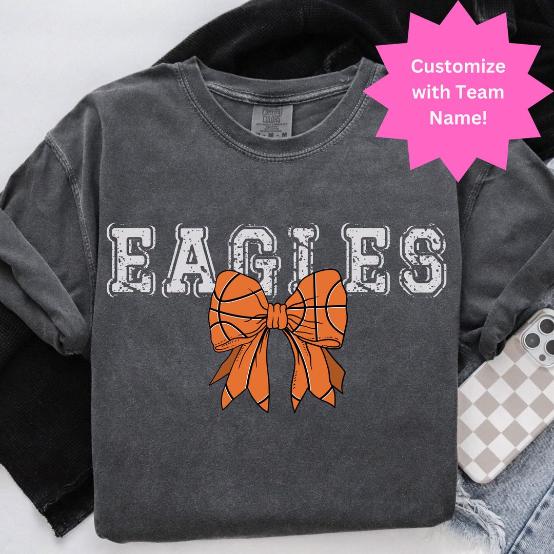 Personalized Team Tee Shirt Basketball Bow Shirt Design Game Day Wear ...