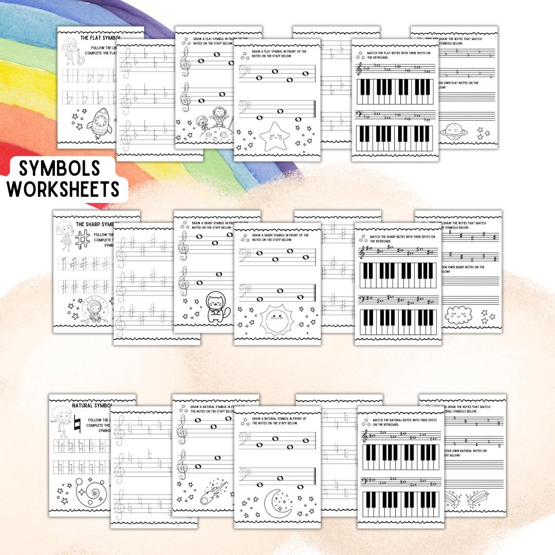 21 Music Theory Symbols Worksheets for Beginner Piano Students ...