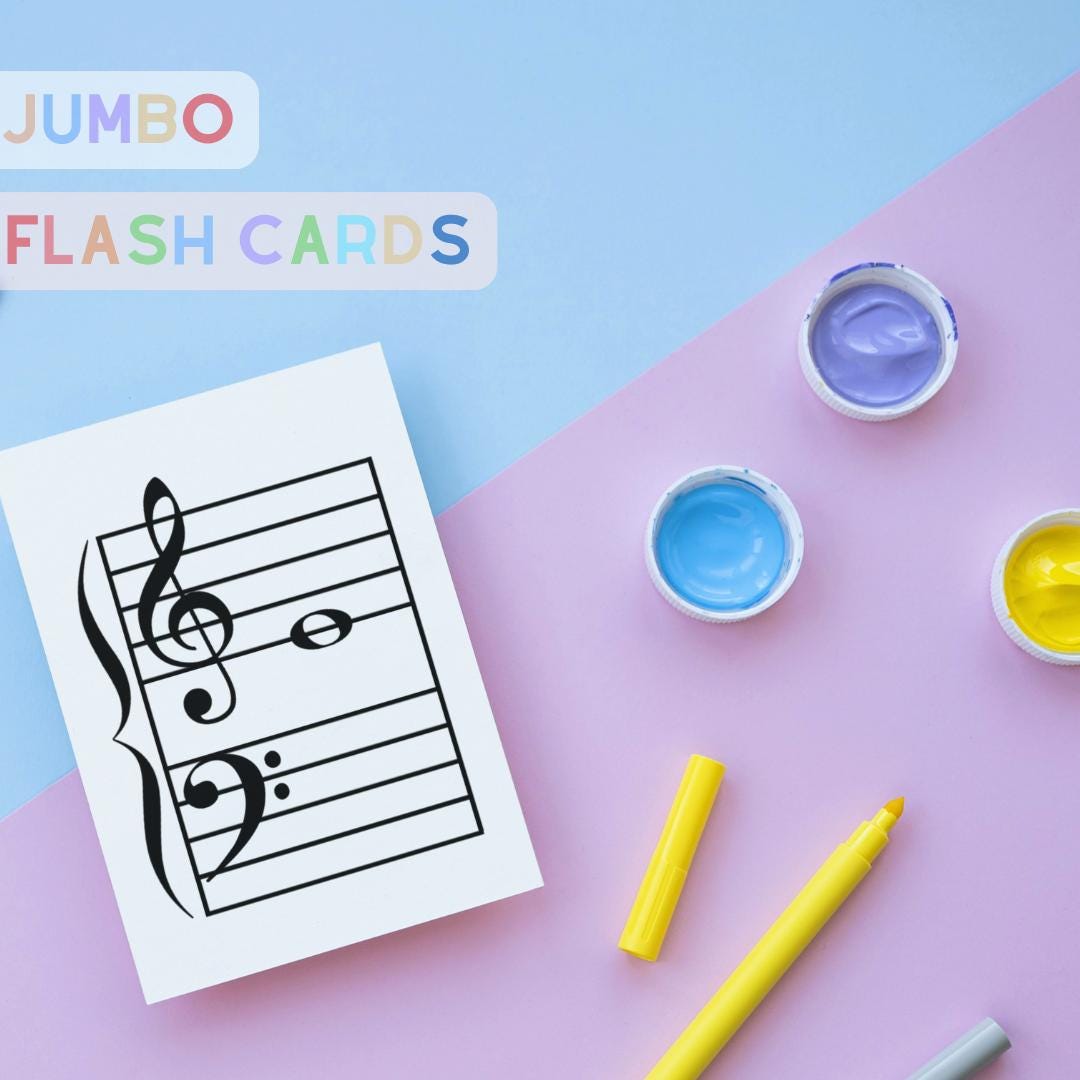 Jumbo Musical Notes Flash Cards: Beginner Piano Theory (digital ...