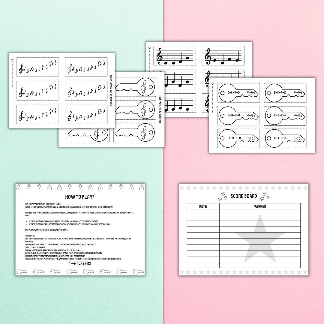 Beginner Treble Clef Melody and Note Matching Cards - Etsy Australia