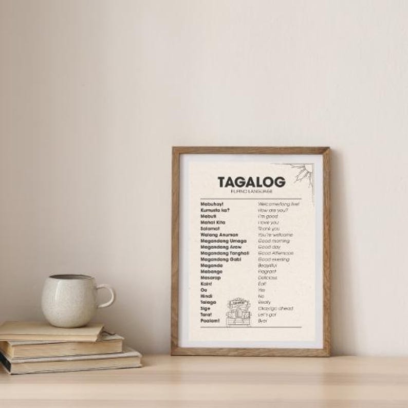 Tagalog Language Art Print: Filipino Decor, Educational Home Print ...