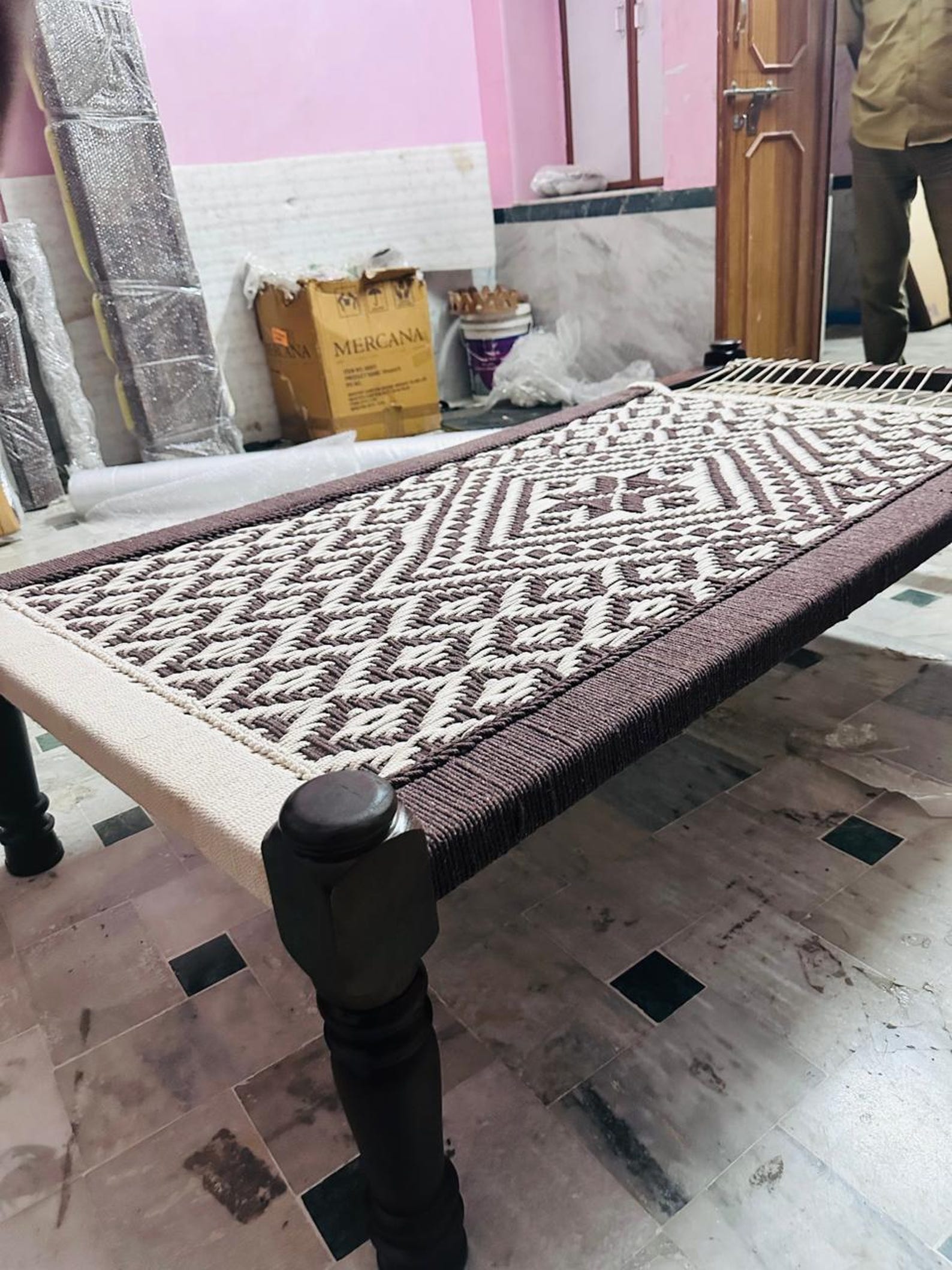 Handmade Traditional Indian Charpai | Woven Wooden Daybed Bench ...