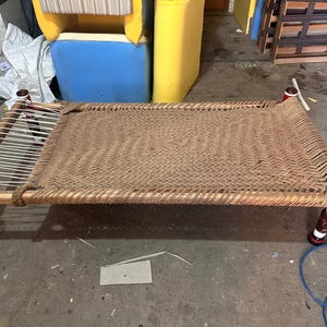 Handmade Indian Charpai Bed: Rustic Wood & Jute Rope Daybed - Etsy