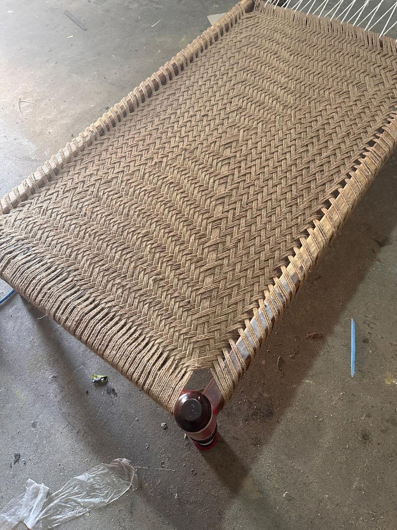 Handmade Indian Charpai Bed: Rustic Wood & Jute Rope Daybed - Etsy