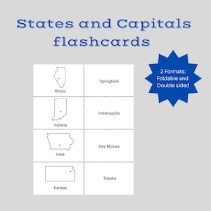 50 States and Capitals Flashcards - Etsy