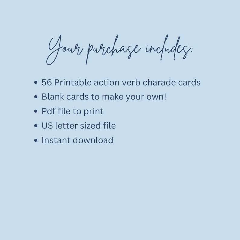 Action Verb Charades Game - Etsy