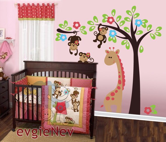 Children Wall Decal Wall Sticker Tree Decal Monkeys on the - Etsy