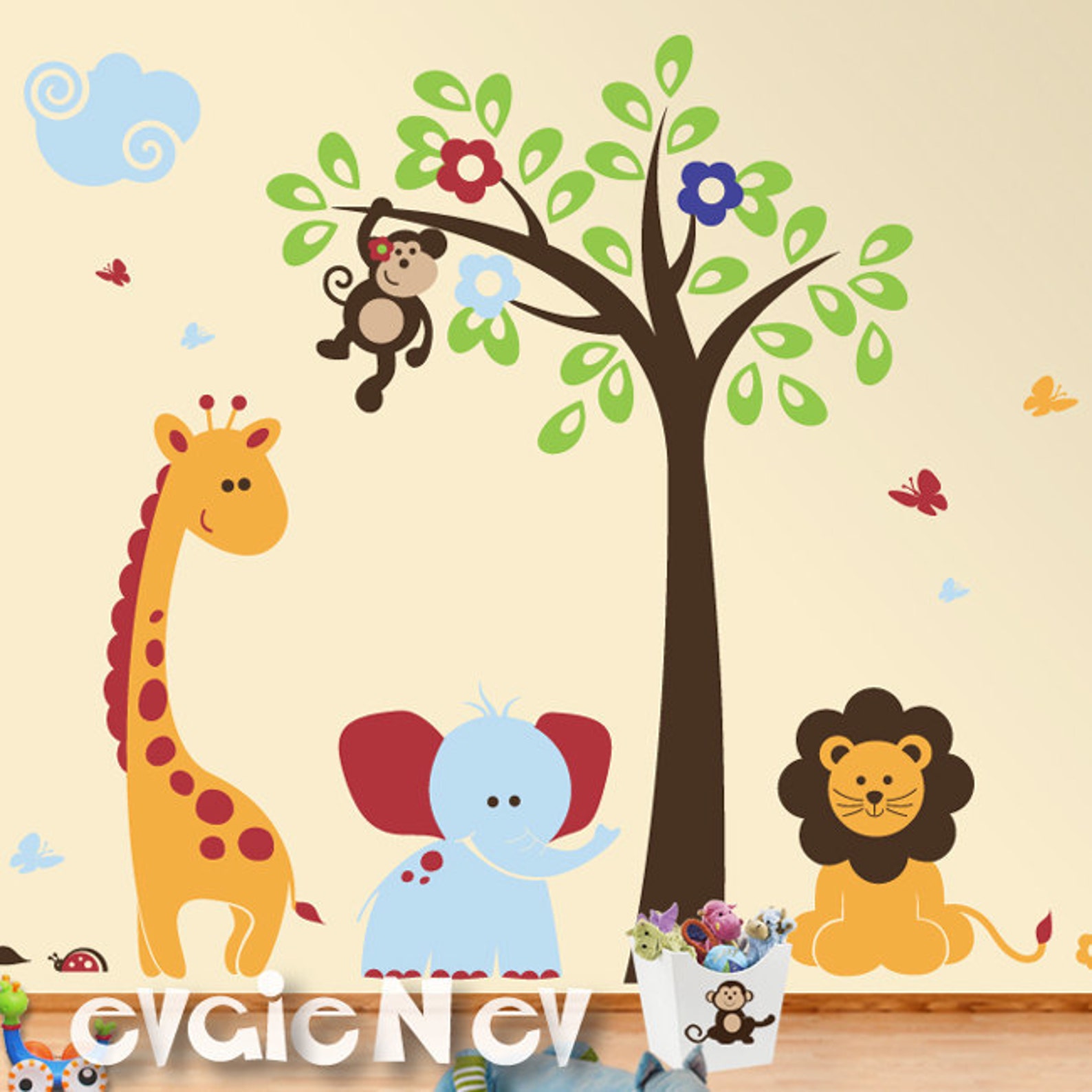 Kids Wall Decals and Animal Wall Stickers With Growth Chart - Etsy Canada