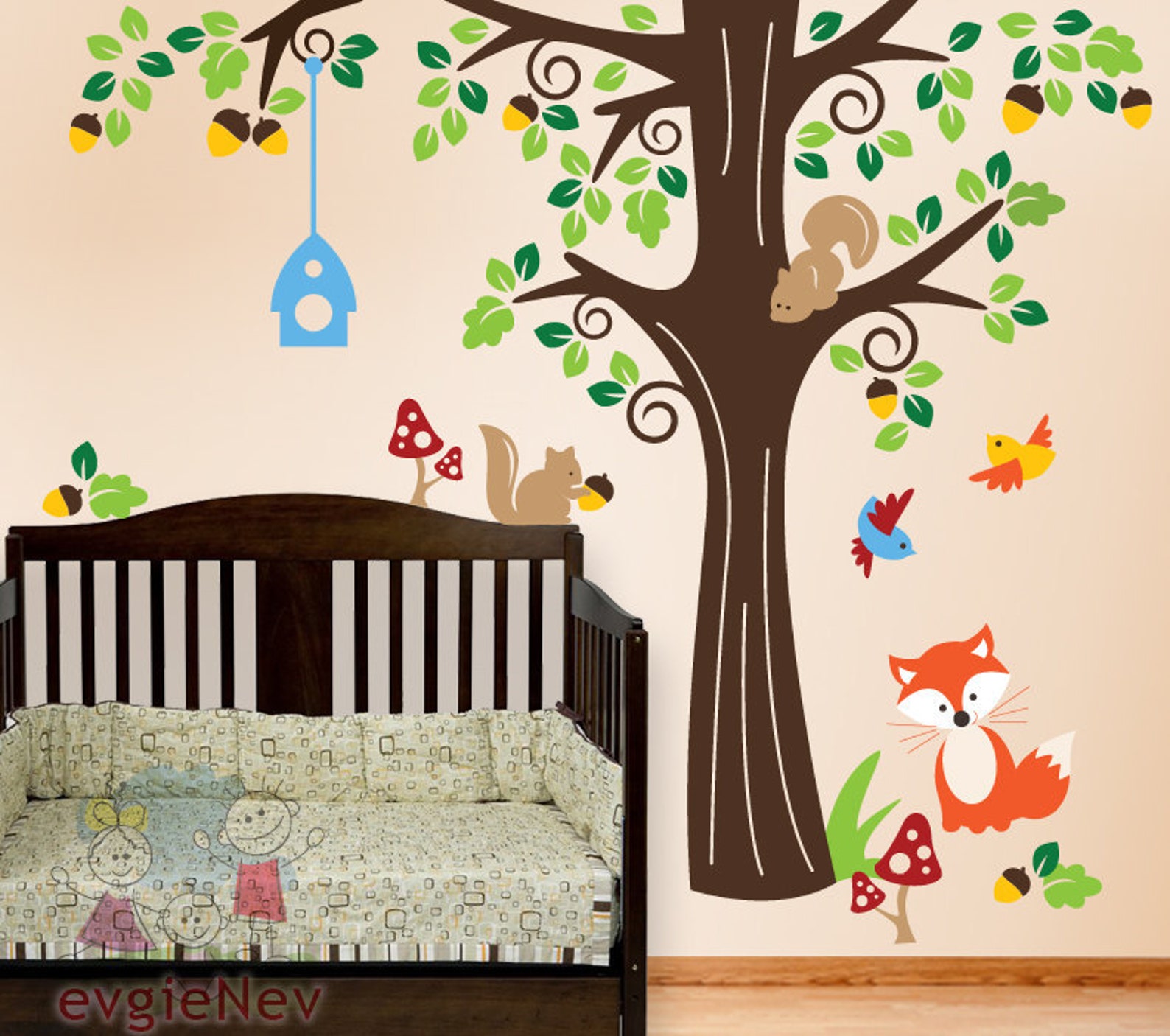 Kids Wall Decal Animals in the Wood Nursery Kids Removable - Etsy