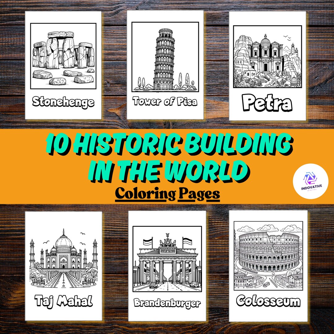10 Printable Historic Building in the World | Digital Coloring Pages ...