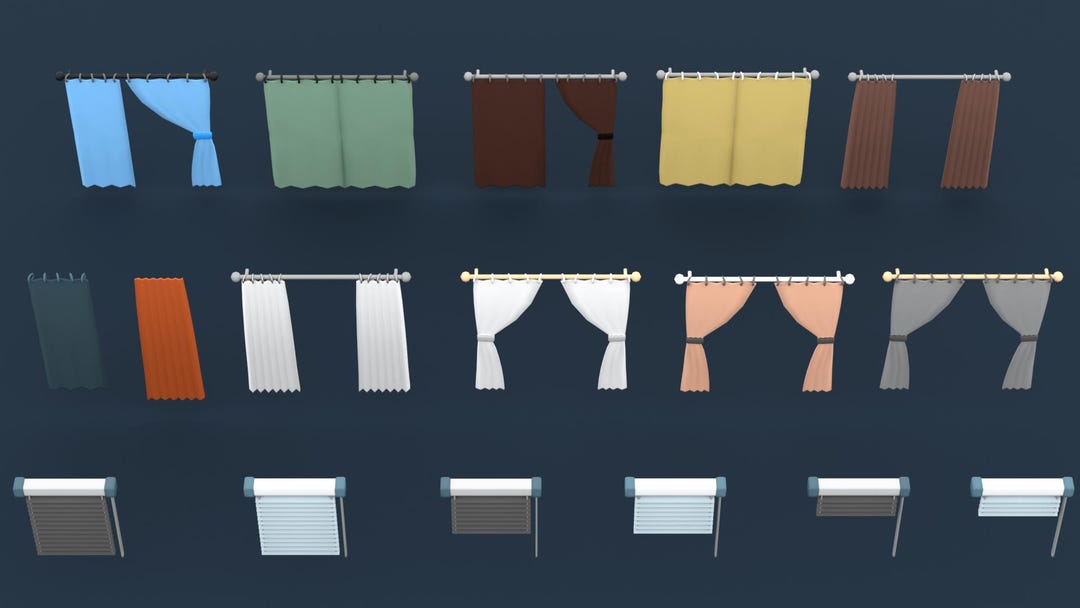 Curtain 3D Model | Printable STL & Blender Files | Miniature Window ...
