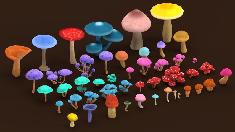 Stylized Mushroom 3D Models | Printable STL & Blender Files | Fantasy ...