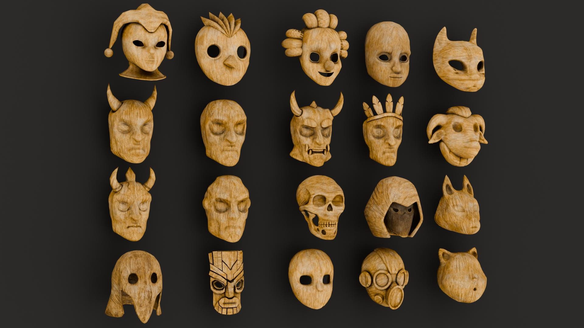 Tribal Fantasy Mask 3D Model Pack, Printable Cosplay Masks, Cultural ...