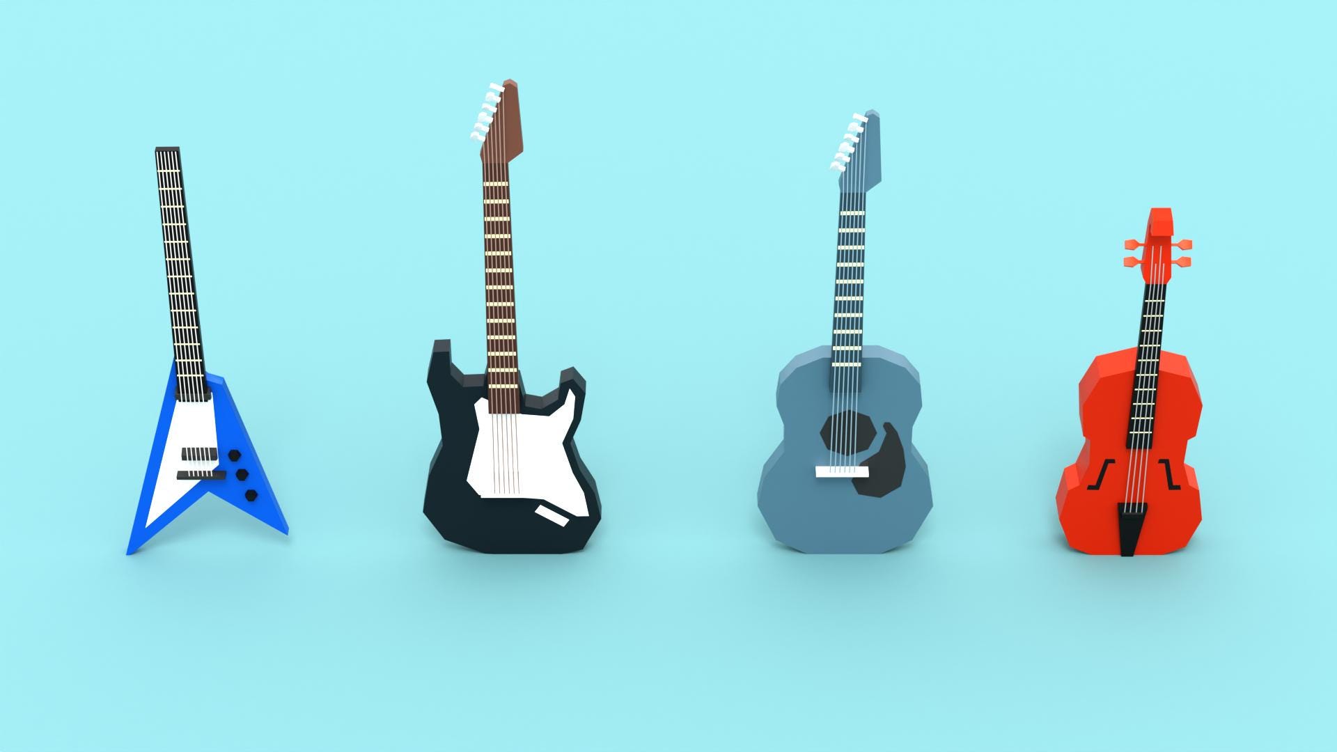 Musical Instruments STL Pack, 3D Printable Piano Guitar Drum Set ...