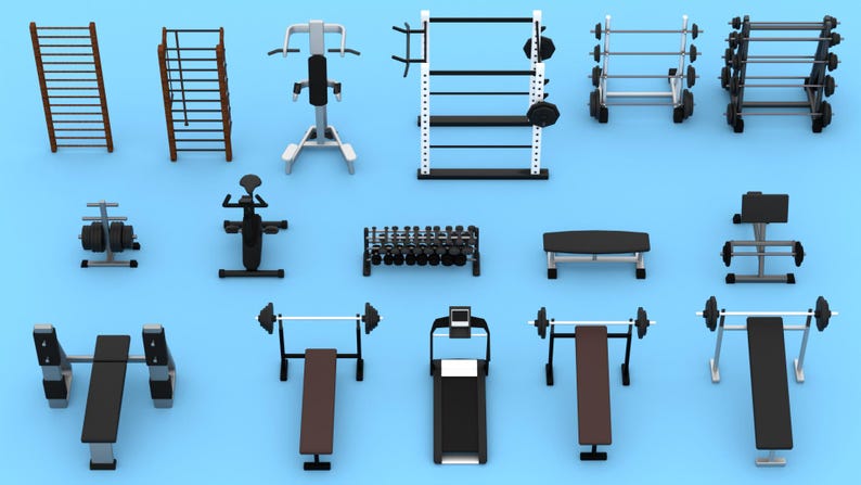 Gym Equipment 3D Model Pack | Printable STL Files | Blender Miniature ...