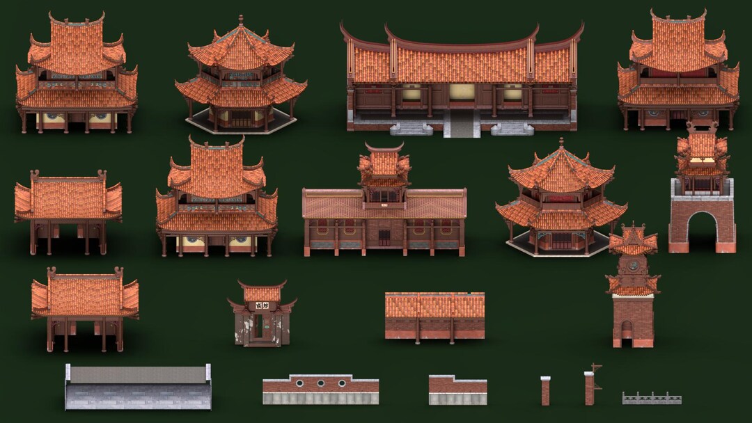 Chinese Temple STL Pack, 3D Printable Pagoda Buildings, Ancient Asian ...