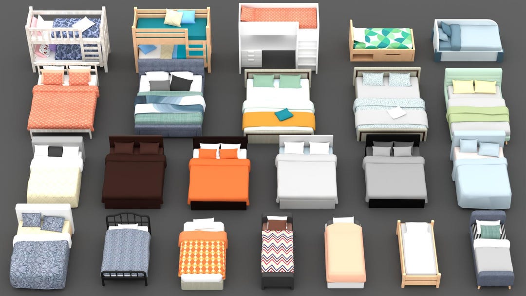 Bed Furniture 3D Model Pack | Bedroom STL Files | Blender Printable ...