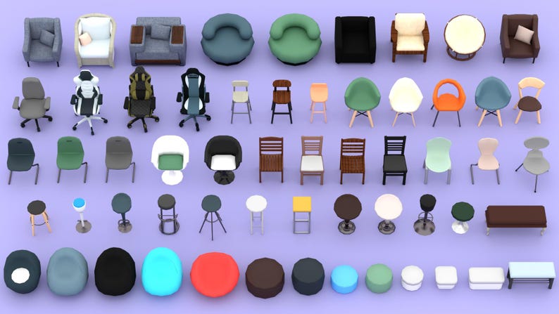 Chair Pack 1 3D Models | Printable STL & Blender Files | Miniature ...