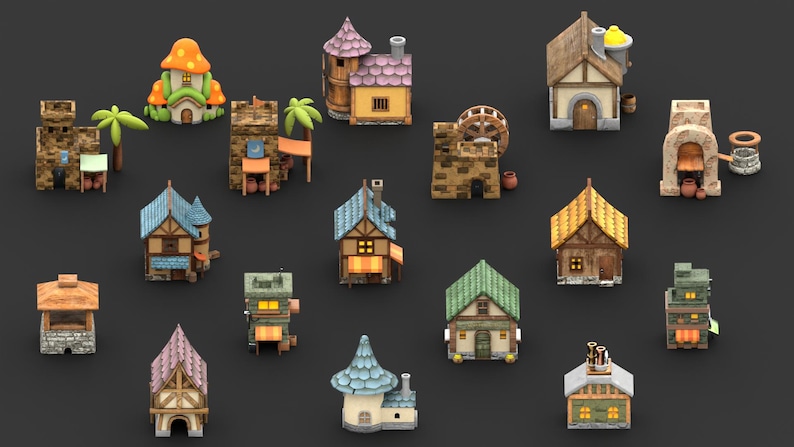 Medieval Village STL Pack, 3D Printable Mini Houses, Fantasy Buildings ...