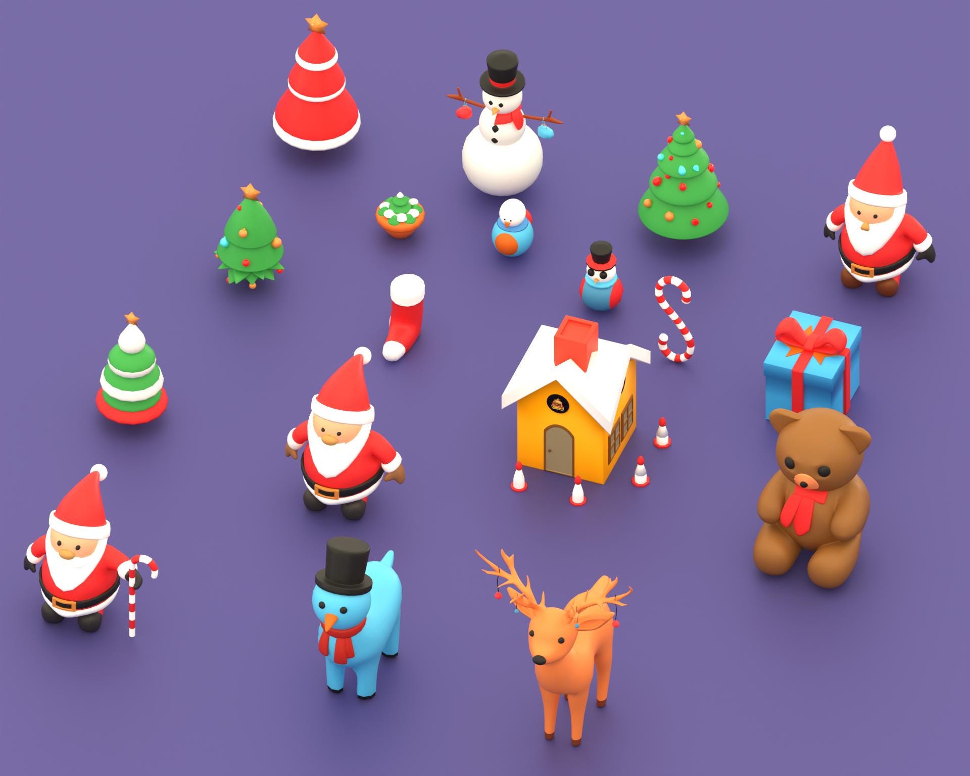 3D Printable Christmas Model Pack: Santa, Snowman, Ornaments (STL ...