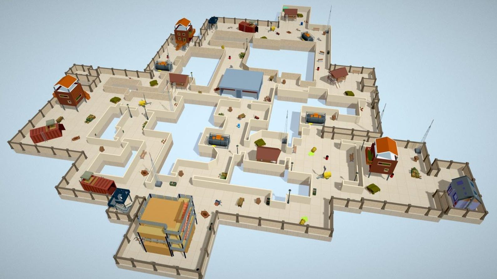 3D Printable FPS Arena STL Pack, Low Poly Multiplayer Shooter Map ...