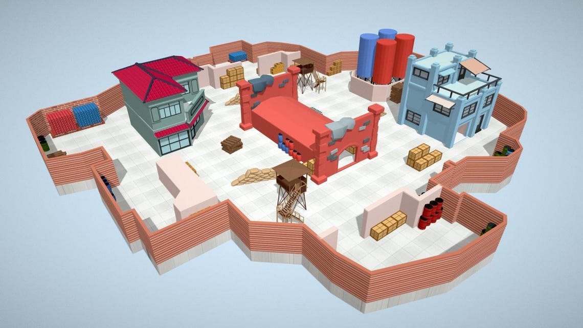 FPS Arena 3D Model Pack, Low Poly Industrial Battle Map, Printable STL ...