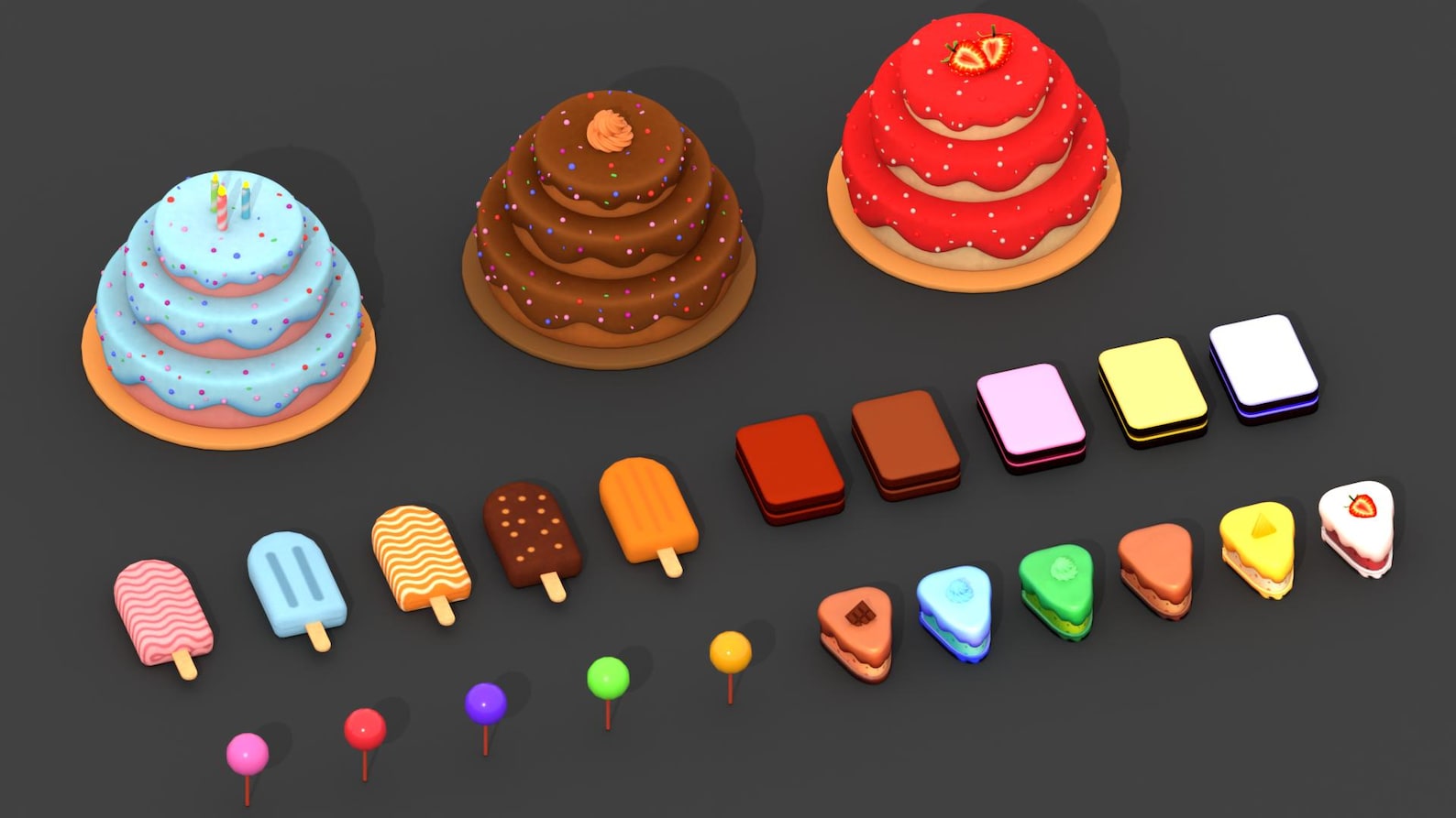Sweets Asset Pack 3D Models, Printable STL Blender Files, Miniature ...