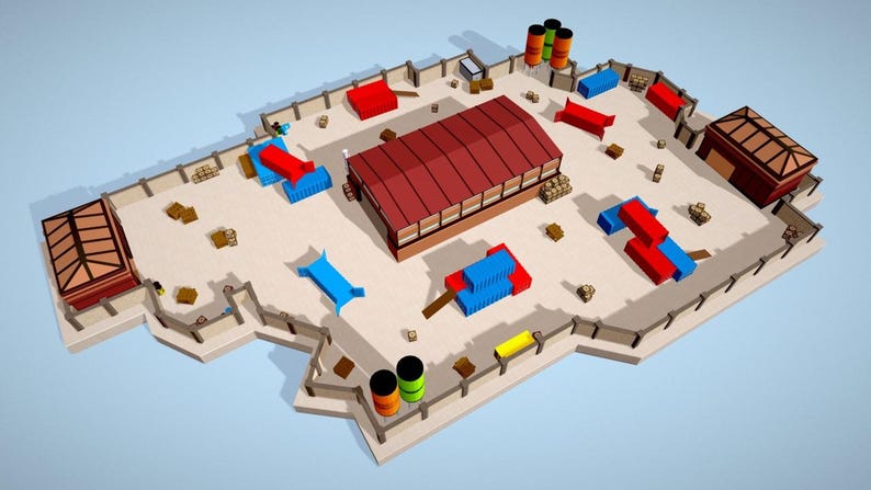Stylized Low Poly Game Map: 3D Printable Arena (STL, Blender Files ...