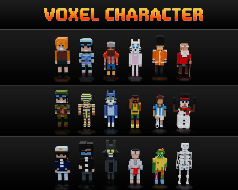 Voxel Character 3D Model Pack | STL Files for 3D Printing | Pixel Game ...