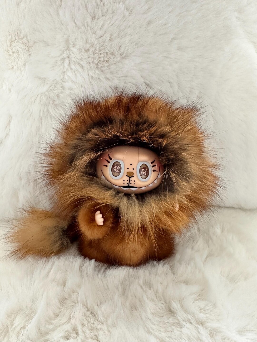 OOAK Modified Labubu Figure Nature Lion - Genuine Mink Fur, Fox Fur ...