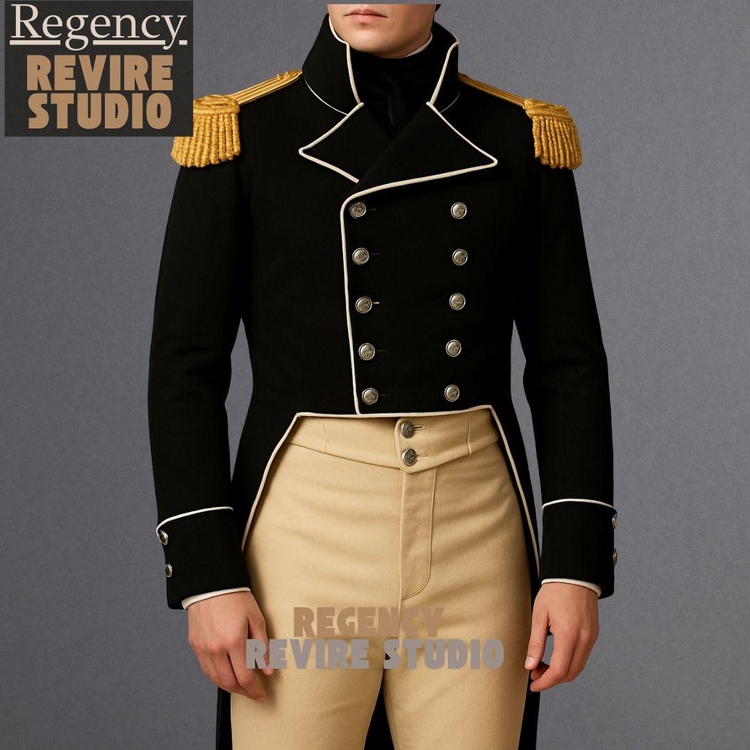 Men’s Napoleonic Military Tailcoat Regency Officer Jacket Historical ...
