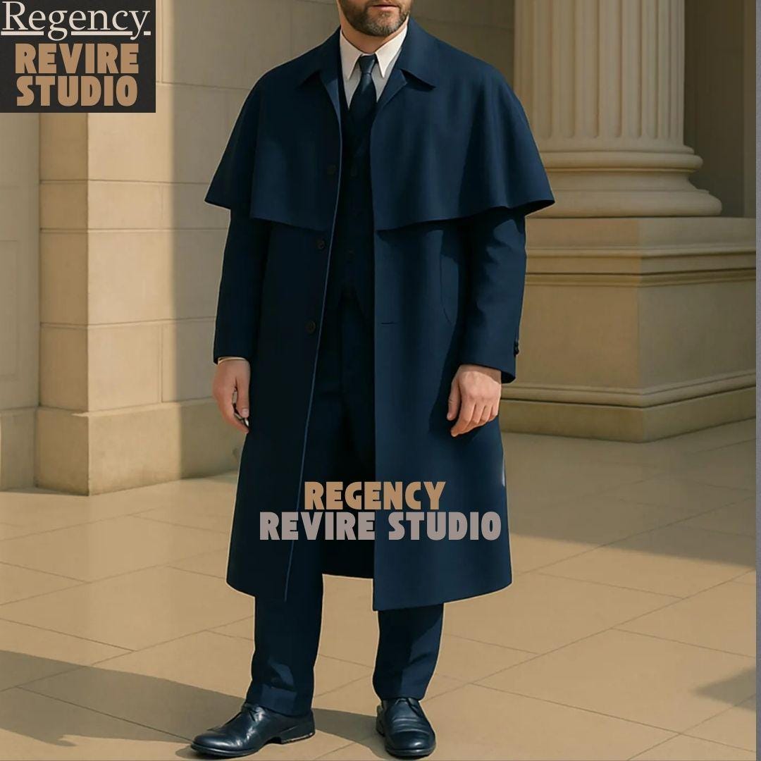 Navy Blue Wool Inverness Cape Overcoat - Victorian Regency Style - Etsy