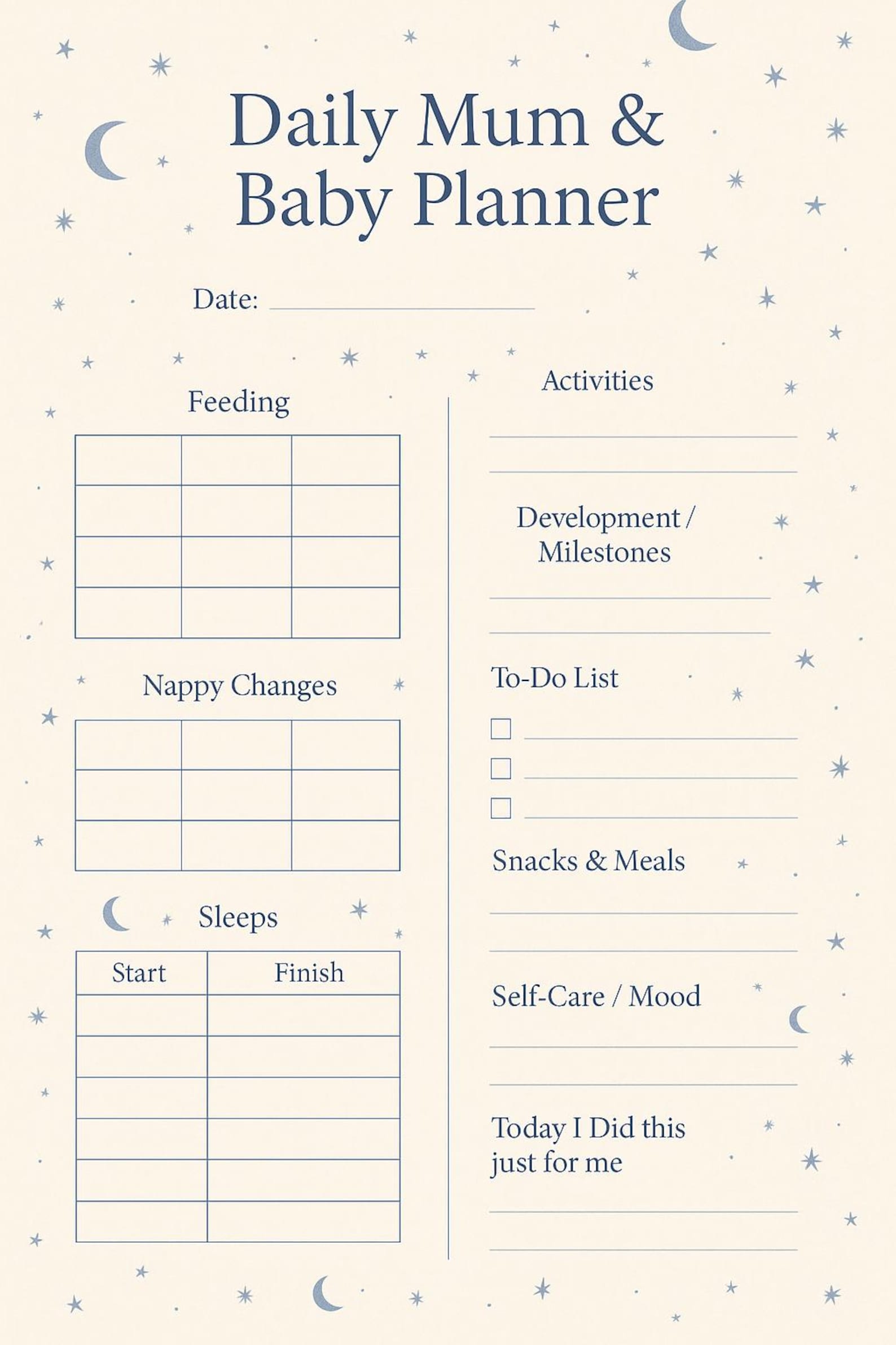 Daily Baby & Mum Planner | Printable Routine Chart | Newborn Care ...
