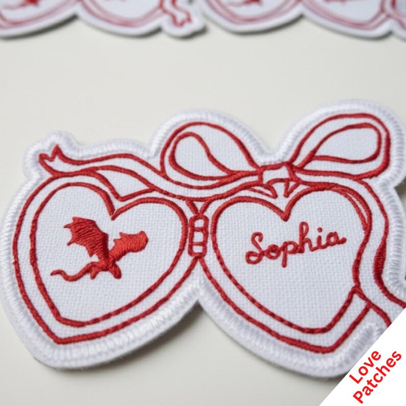 Custom Double Heart Embroidered Patch, Personalized Name Love Patch ...