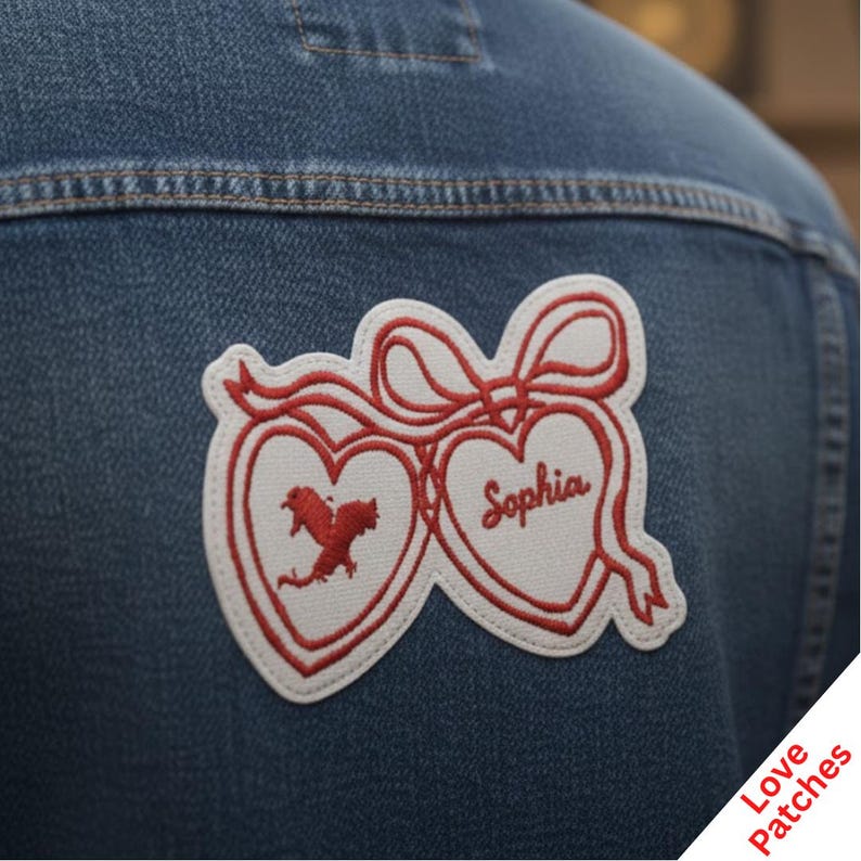Custom Double Heart Embroidered Patch, Personalized Name Love Patch ...
