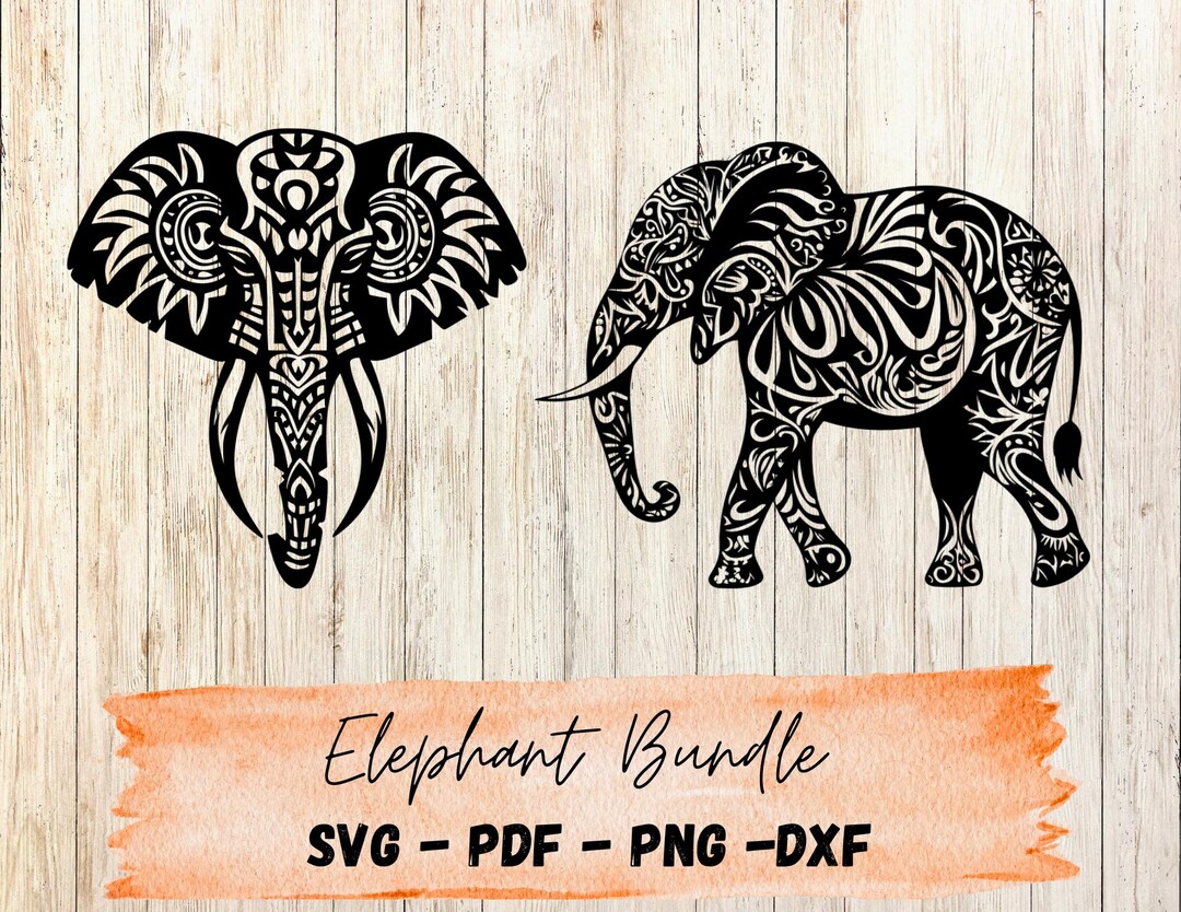 Tribal Elephant SVG | Boho Elephant Silhouette | Zentangle Mandala ...