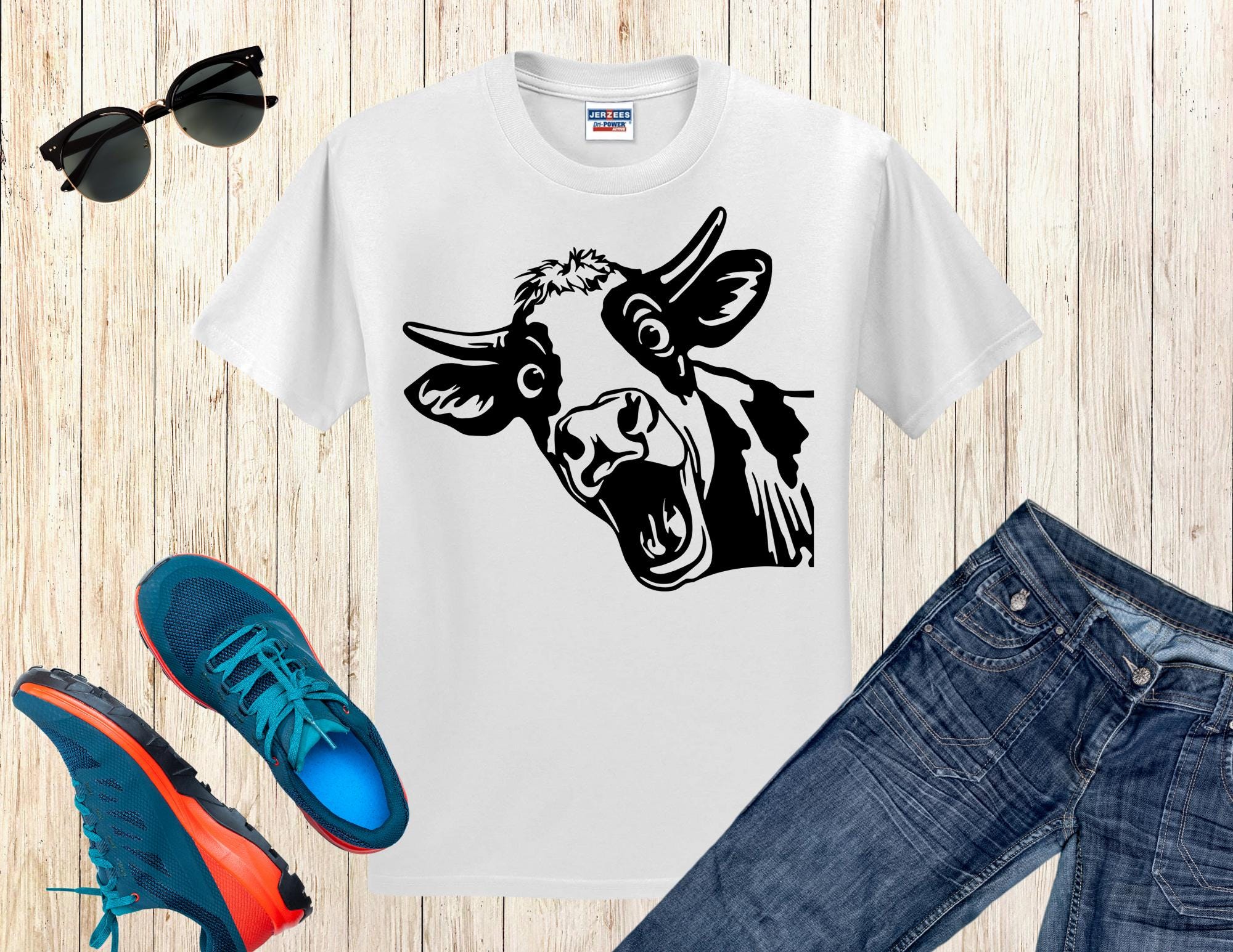 Funny Cow SVG | Shocked Cow Face Clipart | Farm Animal Cut File for ...