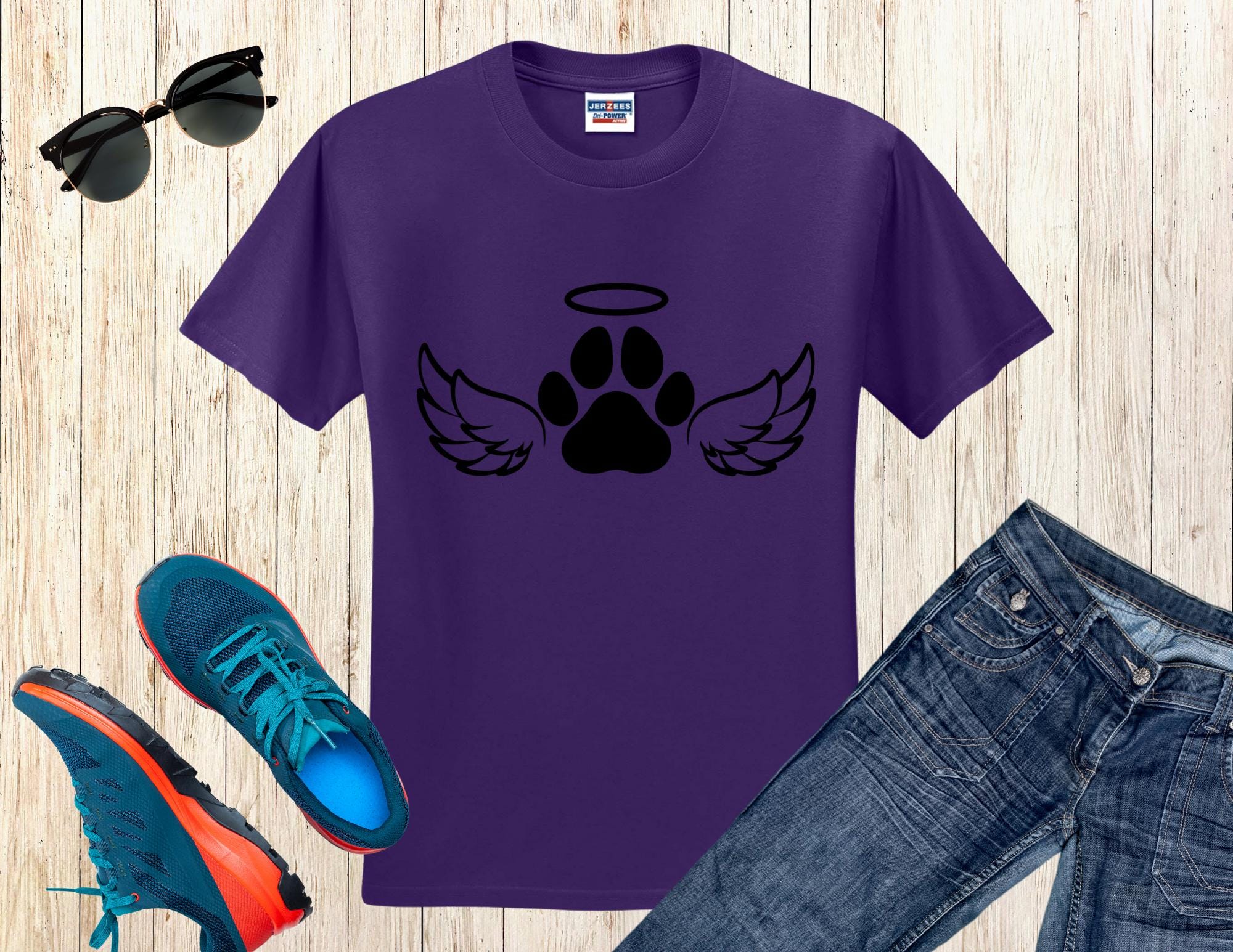 Pet Memorial SVG | Angel Paw Print With Wings and Halo | Dog Cat ...
