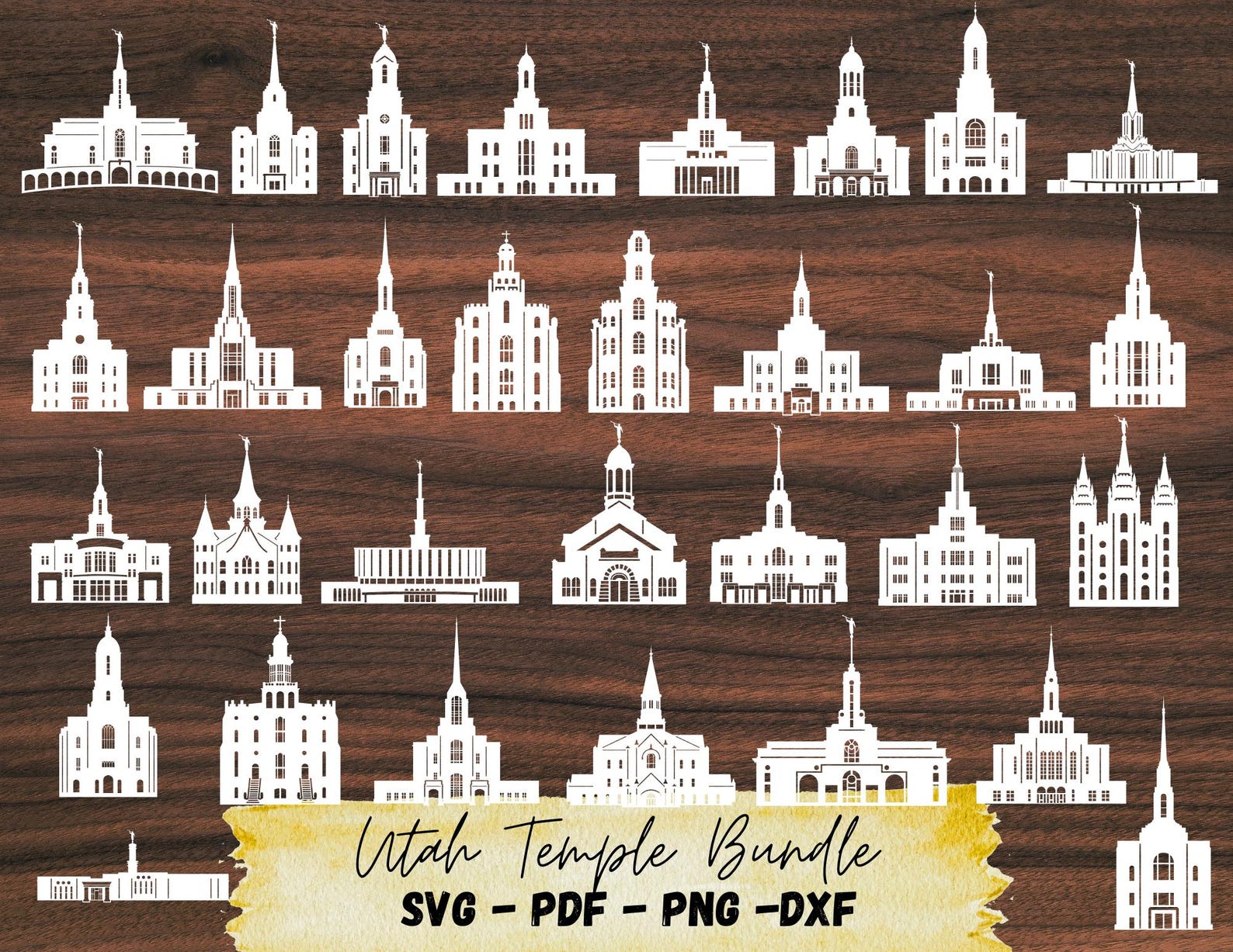 Utah LDS Temple SVG Bundle | 31 Temple Silhouette Cut Files | Cricut ...