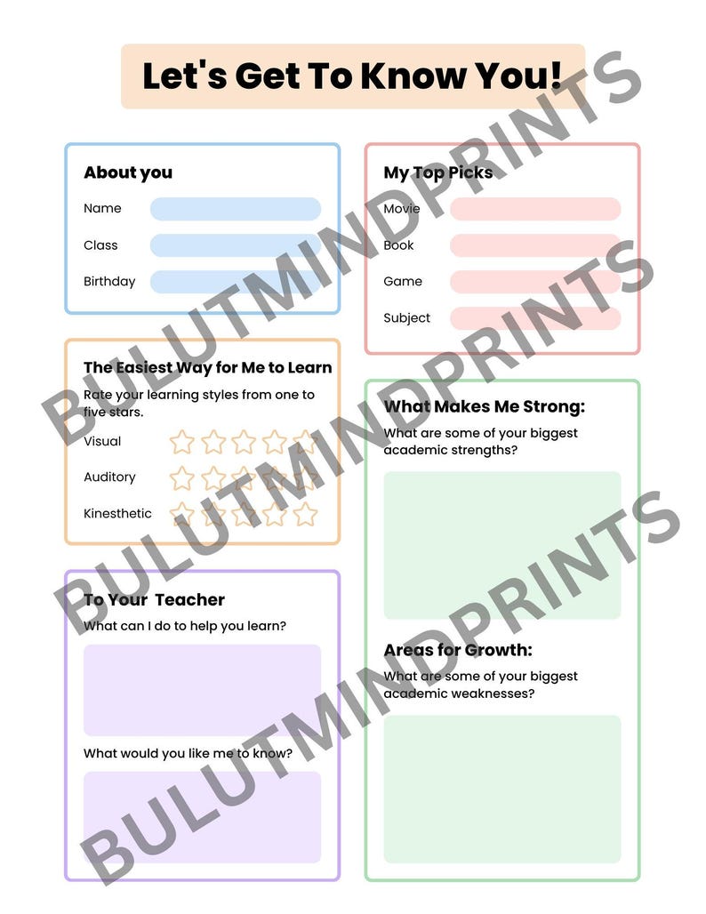 Let’s Get to Know You Printable Worksheet | Student Introduction ...