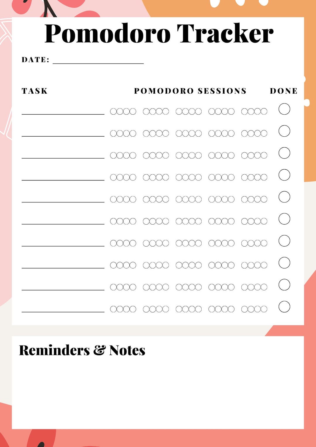 Pomodoro Template for Digital Download - Etsy