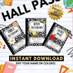 Hall Pass Composition Book Printable - Etsy