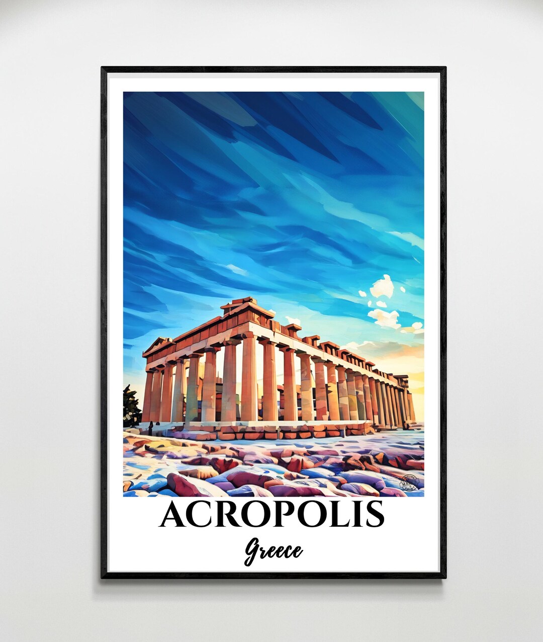 Acropolis Travel Poster, Printable Home Decor, Digital Drawing, Instant ...