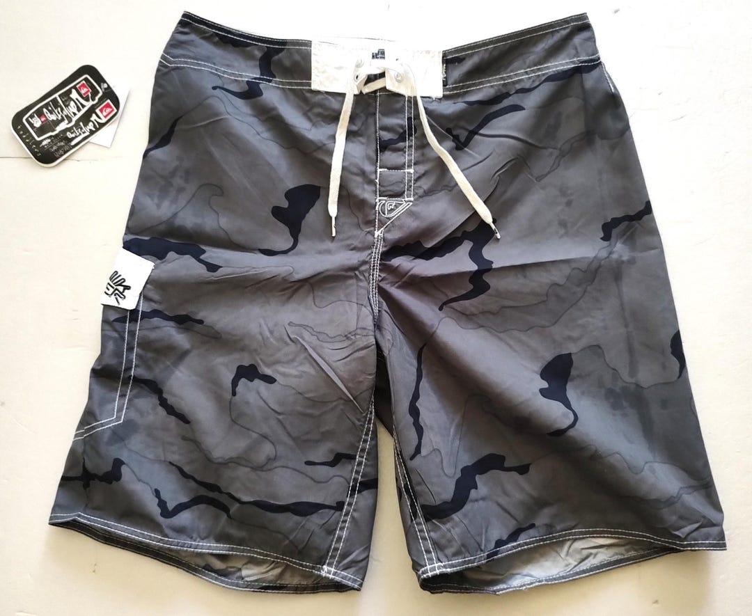QUICKSILVER Mens Gray Swim Shorts With Pocket Size 36 - Etsy