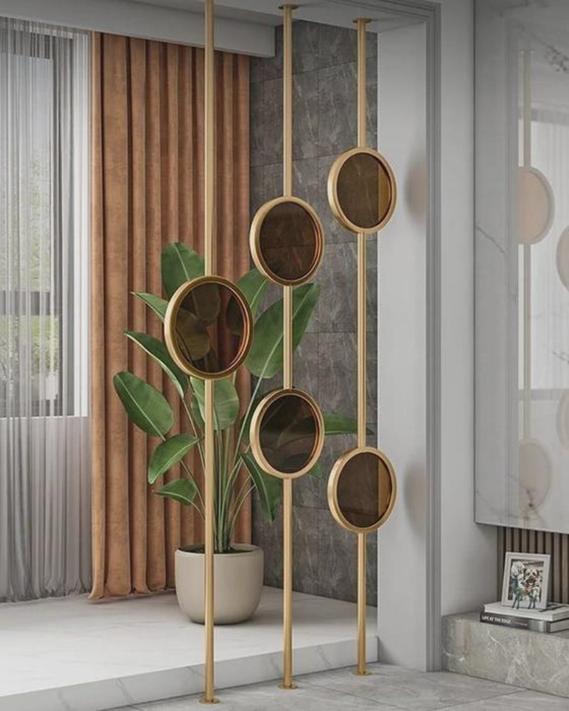 Fluted Glass Room Divider: Stainless Steel Privacy Screen With Custom ...