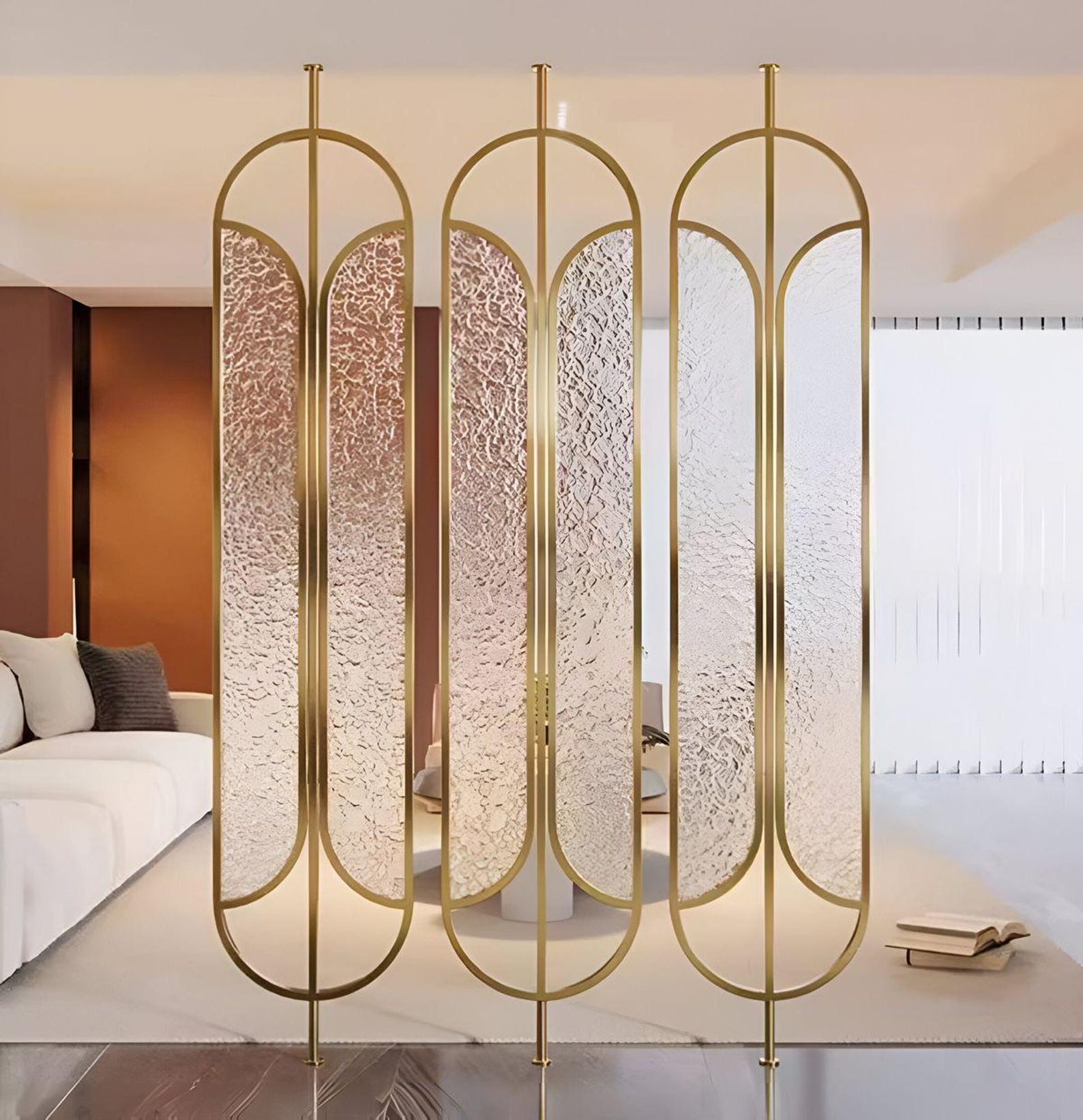 Custom Stainless Steel Privacy Screen, PVD Coated Fluted Glass ...