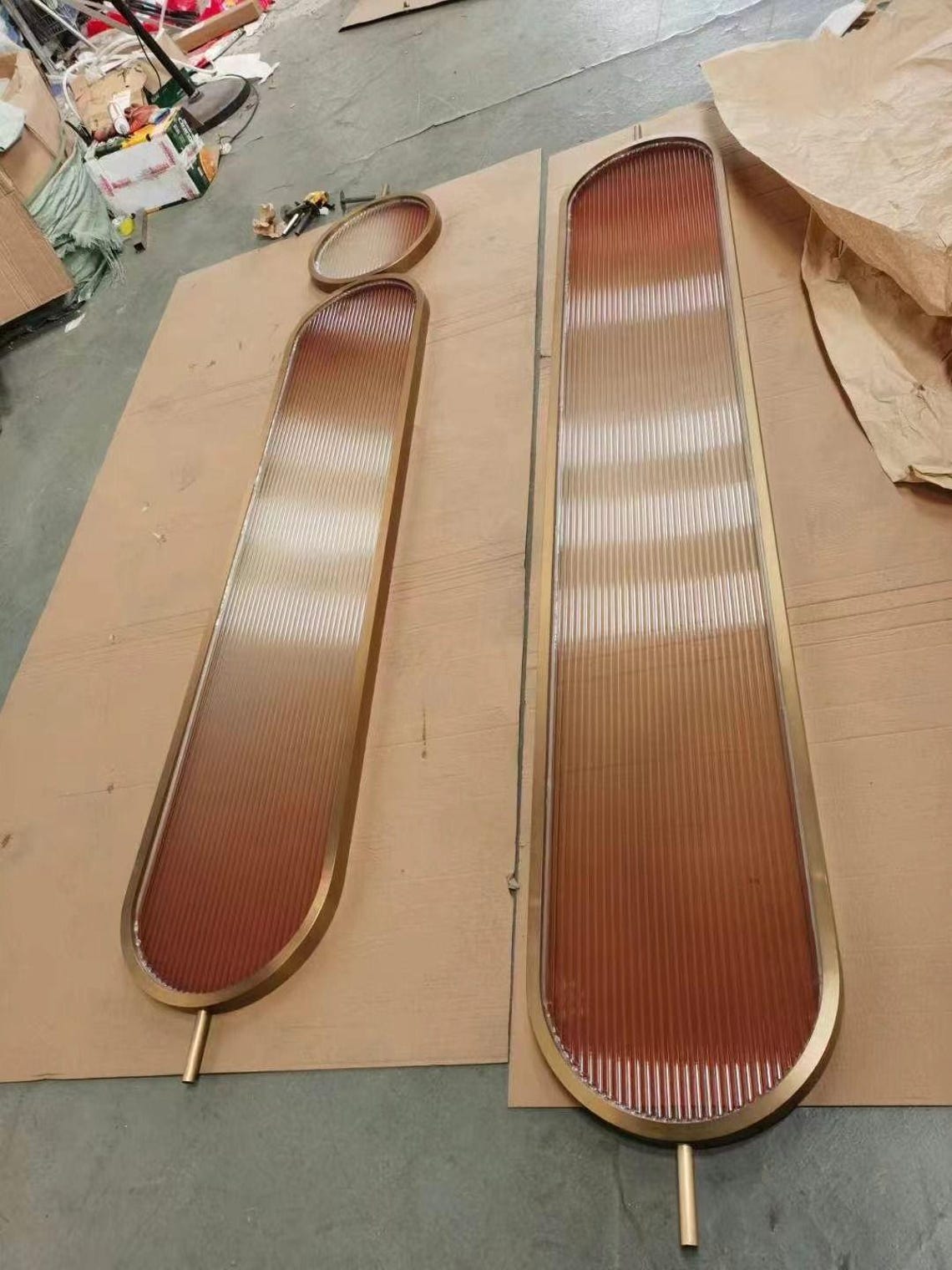 Custom Fluted Glass Partition: PVD Coated Stainless Steel Room Divider ...